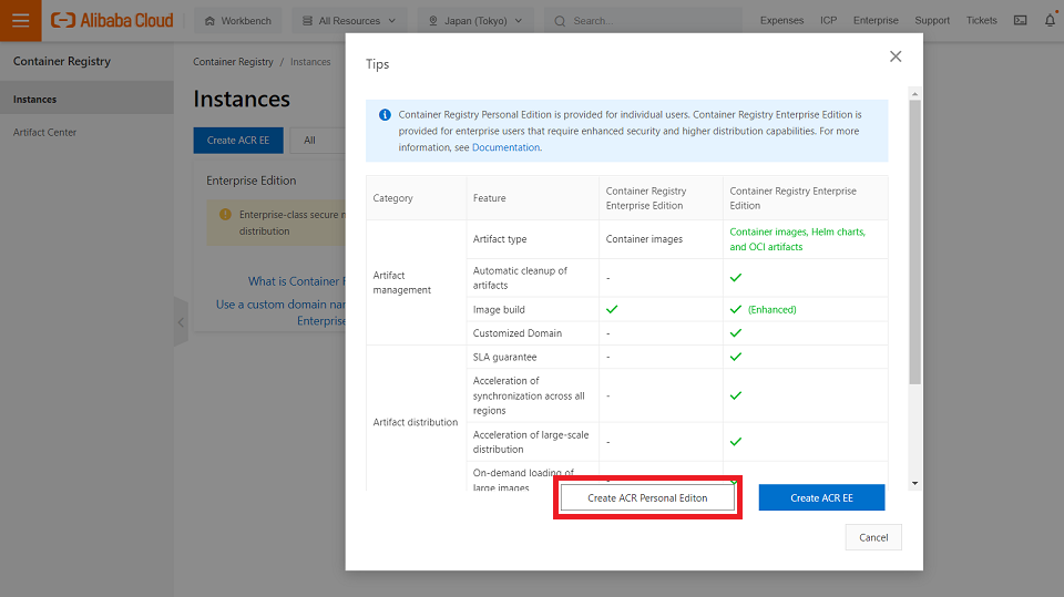 Alibaba Cloud Container Registry のレジストリ公開範囲を検証してみた｜クラウドテクノロジーブログ｜ソフトバンク